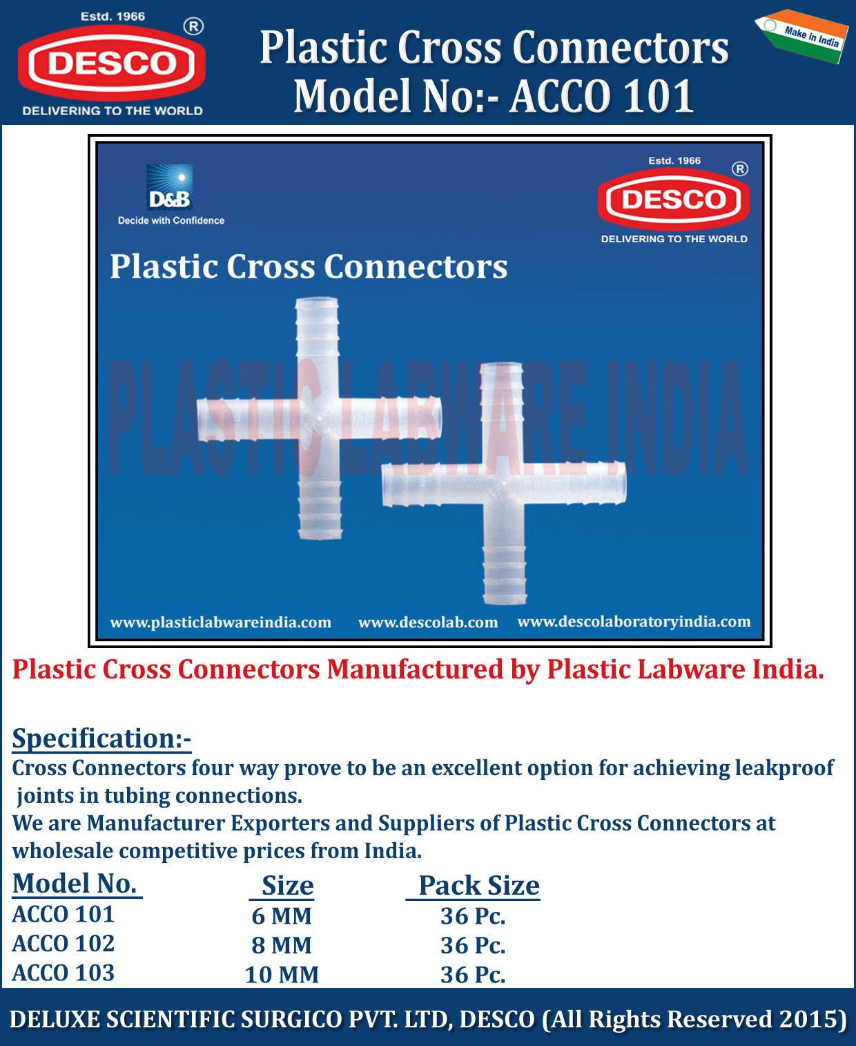 Plastic Cross Connectors - Manufacturers, Vendors and Suppliers India